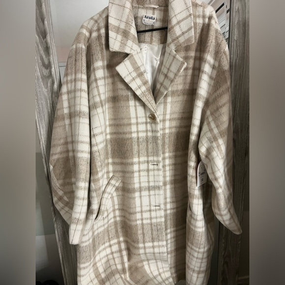 ARULA | Jackets & Coats | Arula Womens Long Plaid Wool Blend Pea Coat ...